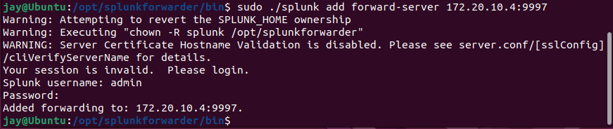 Setting up Splunk Forwarder